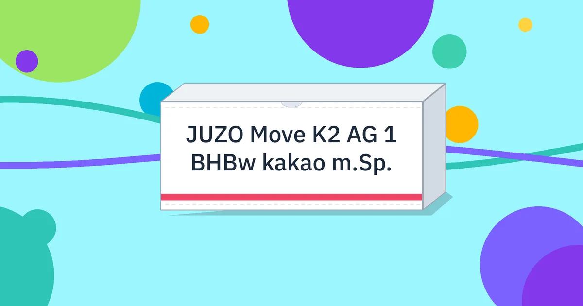 Symbolbild: Packung mit der Aufschrift JUZO Move K2 AG 1 BHBw kakao m.Sp. (PZN 18556146) – Verfügbarkeit und Bezug in Apotheken in Frankfurt am Main
