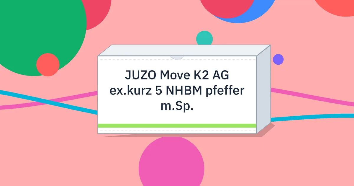 Symbolbild: Packung mit der Aufschrift JUZO Move K2 AG ex.kurz 5 NHBM pfeffer m.Sp. (PZN 16642628) – Verfügbarkeit und Bezug in Apotheken in Frankfurt am Main