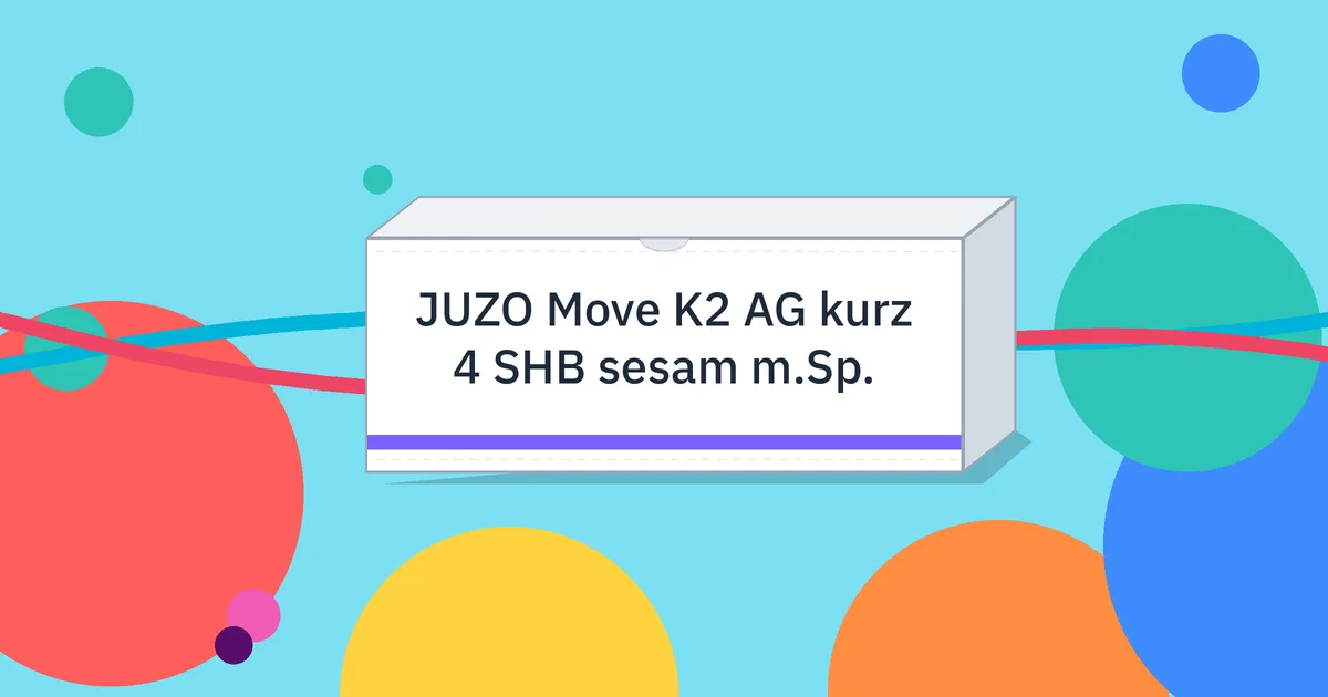Symbolbild: Packung mit der Aufschrift JUZO Move K2 AG kurz 4 SHB sesam m.Sp. (PZN 18528003) – Verfügbarkeit und Bezug in Apotheken in Frankfurt am Main
