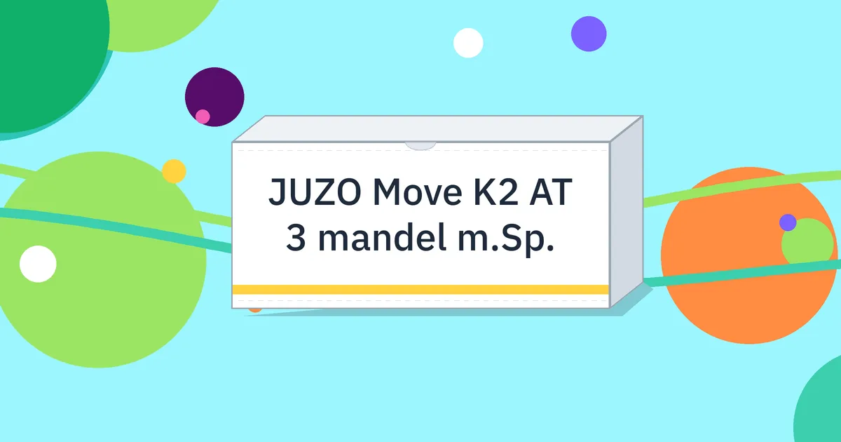 Symbolbild: Packung mit der Aufschrift JUZO Move K2 AT 3 mandel m.Sp. (PZN 20667829) – Verfügbarkeit und Bezug in Apotheken in Frankfurt am Main