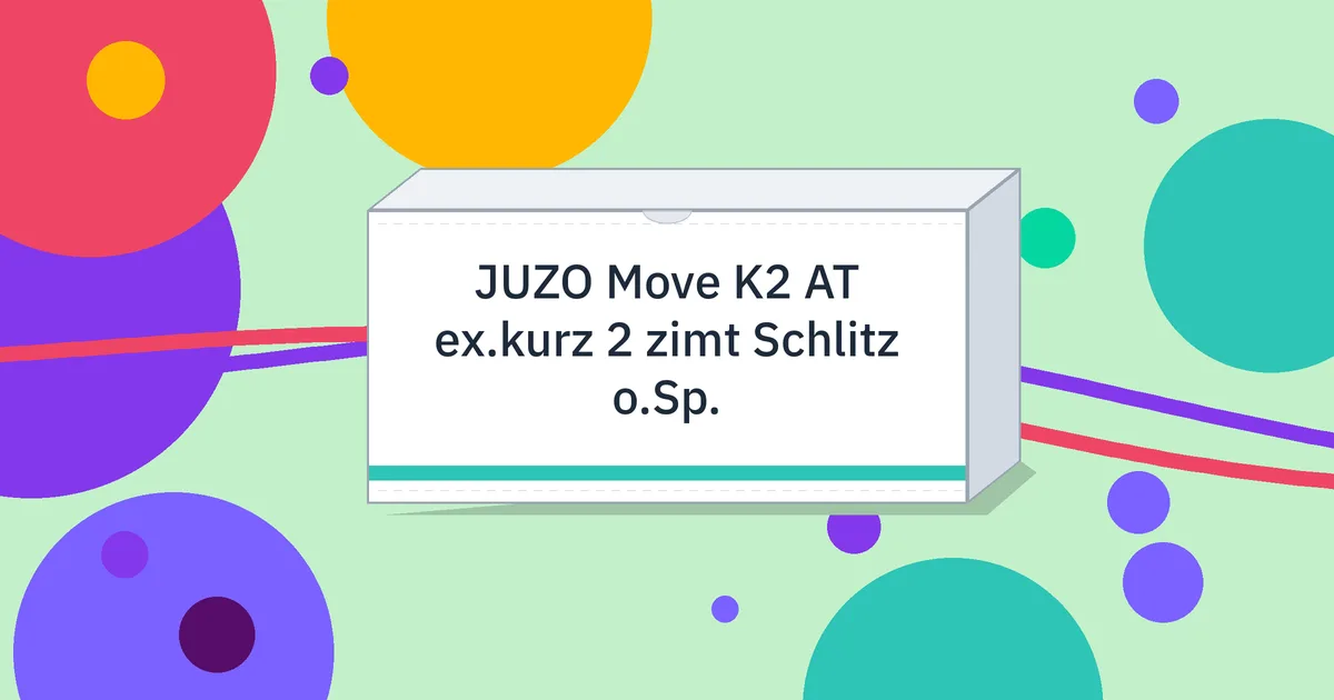Symbolbild: Packung mit der Aufschrift JUZO Move K2 AT ex.kurz 2 zimt Schlitz o.Sp. (PZN 20673221) – Verfügbarkeit und Bezug in Apotheken in Frankfurt am Main