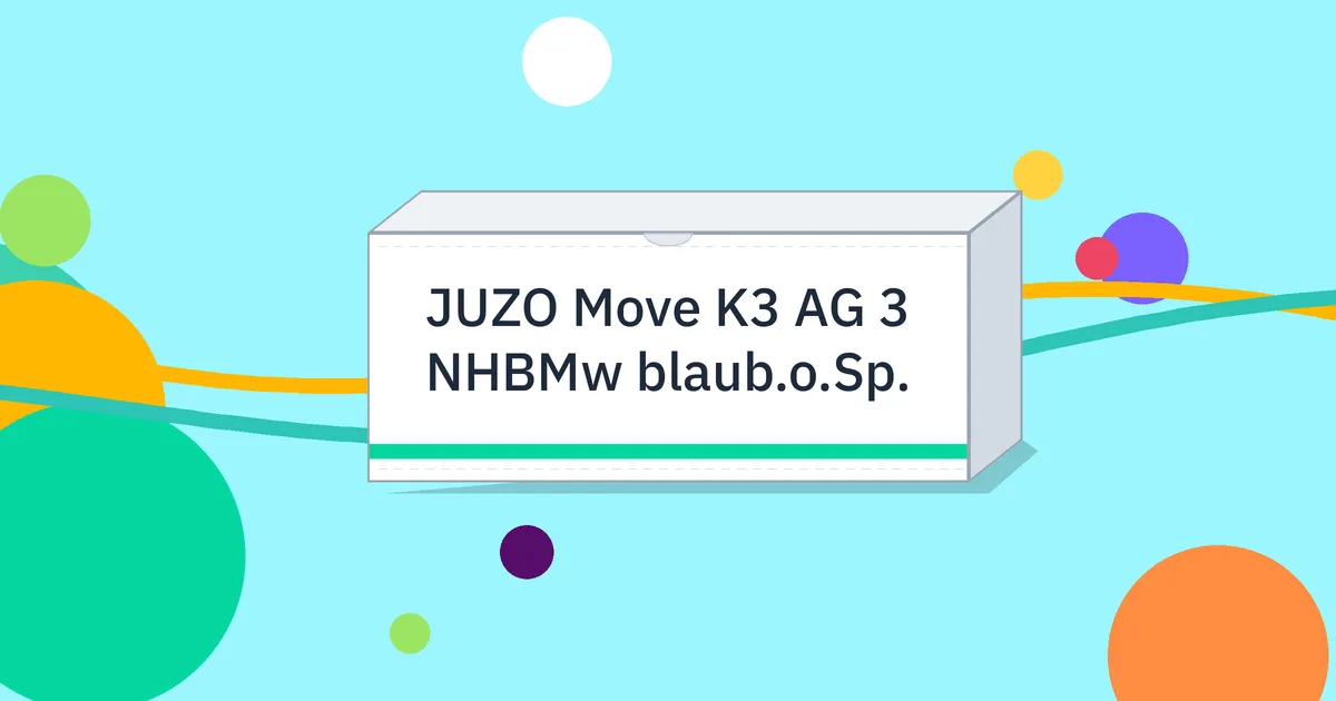 Symbolbild: Packung mit der Aufschrift JUZO Move K3 AG 3 NHBMw blaub.o.Sp. (PZN 18588761) – Verfügbarkeit und Bezug in Apotheken in Frankfurt am Main