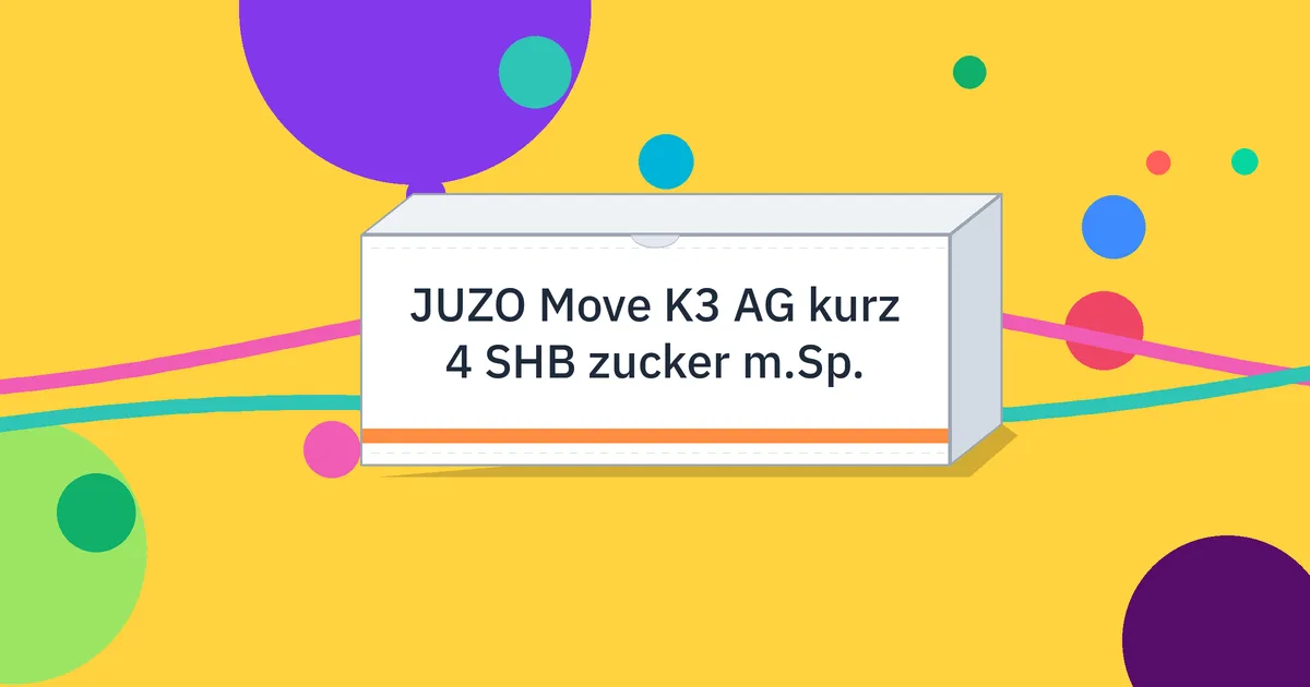 Symbolbild: Packung mit der Aufschrift JUZO Move K3 AG kurz 4 SHB zucker m.Sp. (PZN 18579288) – Verfügbarkeit und Bezug in Apotheken in Frankfurt am Main