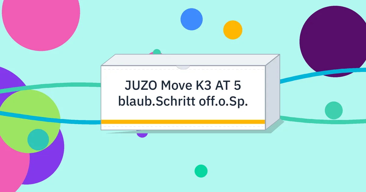 Symbolbild: Packung mit der Aufschrift JUZO Move K3 AT 5 blaub.Schritt off.o.Sp. (PZN 20679092) – Verfügbarkeit und Bezug in Apotheken in Frankfurt am Main
