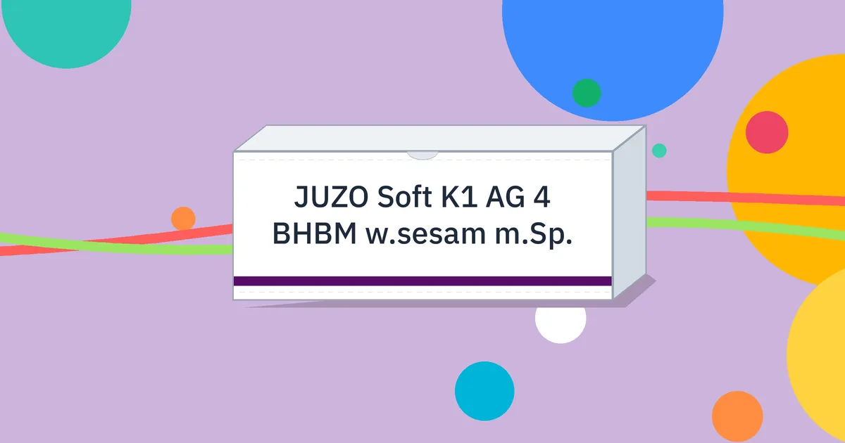 Symbolbild: Packung mit der Aufschrift JUZO Soft K1 AG 4 BHBM w.sesam m.Sp. (PZN 14862840) – Verfügbarkeit und Bezug in Apotheken in Frankfurt am Main