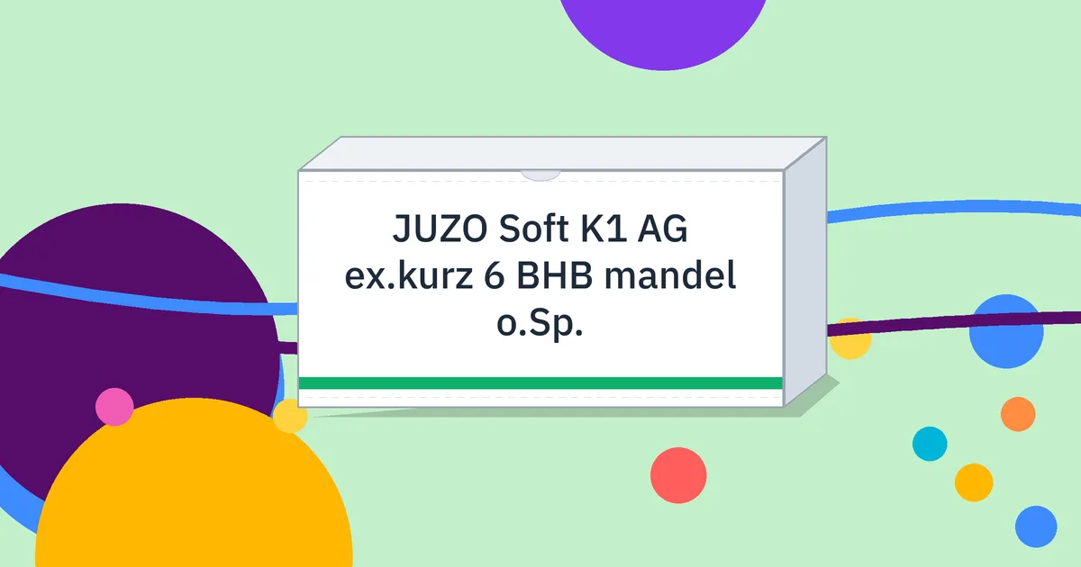 Symbolbild: Packung mit der Aufschrift JUZO Soft K1 AG ex.kurz 6 BHB mandel o.Sp. (PZN 14824383) – Verfügbarkeit und Bezug in Apotheken in Frankfurt am Main