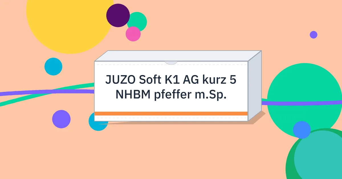Symbolbild: Packung mit der Aufschrift JUZO Soft K1 AG kurz 5 NHBM pfeffer m.Sp. (PZN 15000158) – Verfügbarkeit und Bezug in Apotheken in Frankfurt am Main