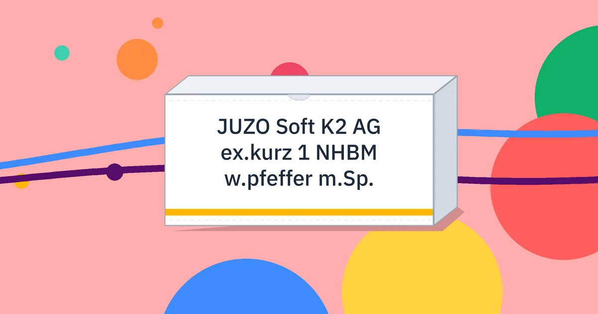 Symbolbild: Packung mit der Aufschrift JUZO Soft K2 AG ex.kurz 1 NHBM w.pfeffer m.Sp. (PZN 15021433) – Verfügbarkeit und Bezug in Apotheken in Frankfurt am Main