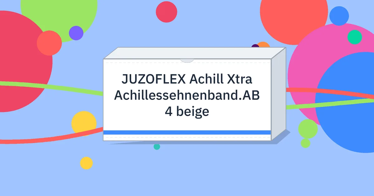Symbolbild: Packung mit der Aufschrift JUZOFLEX Achill Xtra Achillessehnenband.AB 4 beige (PZN 16634669) – Verfügbarkeit und Bezug in Apotheken in Frankfurt am Main