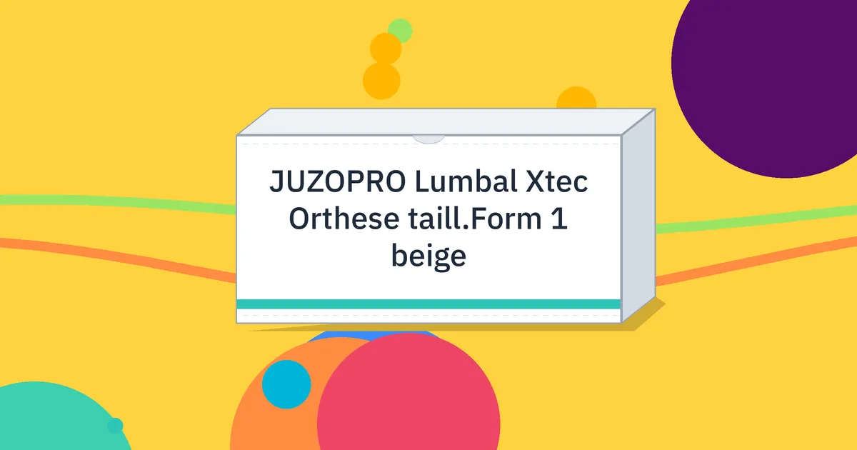 Symbolbild: Packung mit der Aufschrift JUZOPRO Lumbal Xtec Orthese taill.Form 1 beige (PZN 16498172) – Verfügbarkeit und Bezug in Apotheken in Frankfurt am Main