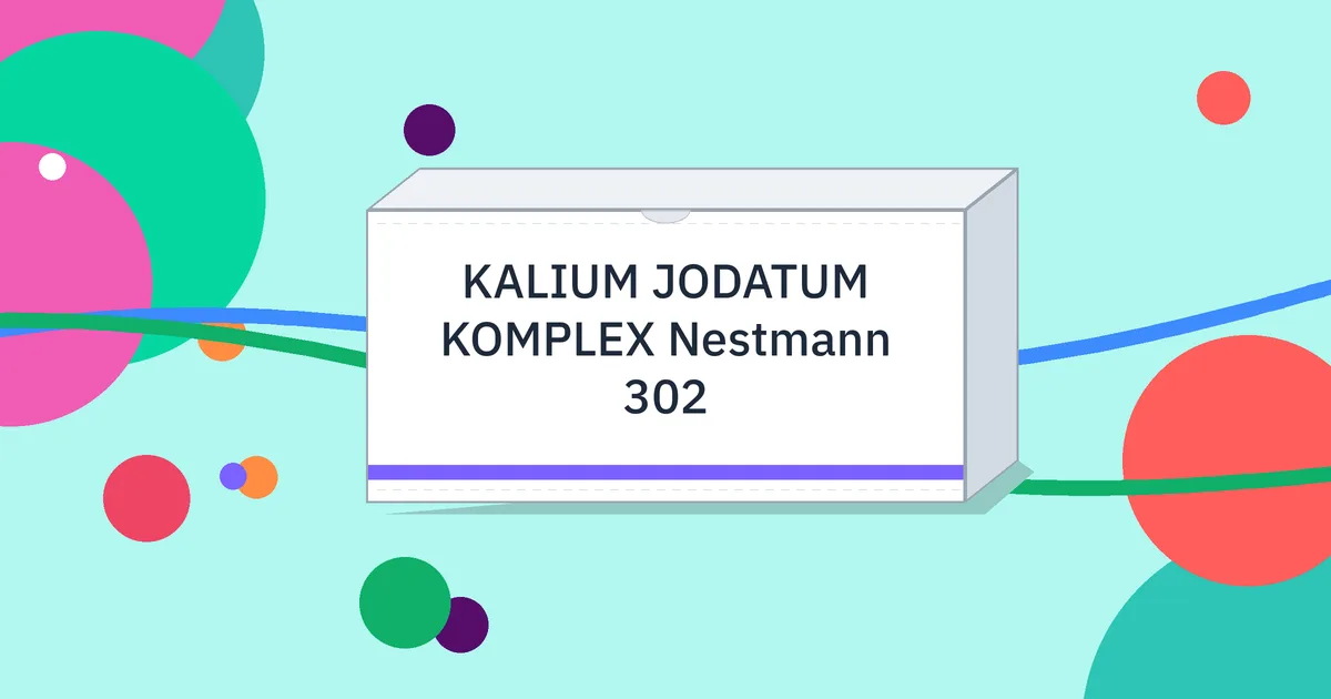 Symbolbild: Packung mit der Aufschrift KALIUM JODATUM KOMPLEX Nestmann 302 (PZN 01910299) – Verfügbarkeit und Bezug in Apotheken in Frankfurt am Main