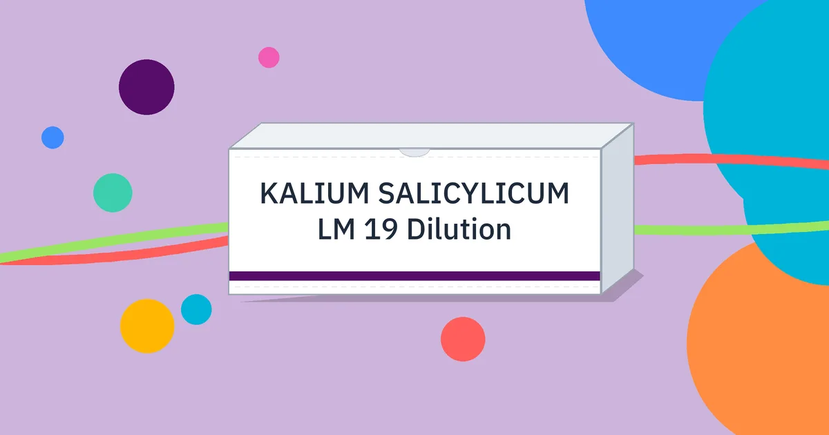 Symbolbild: Packung mit der Aufschrift KALIUM SALICYLICUM LM 19 Dilution (PZN 12925536) – Verfügbarkeit und Bezug in Apotheken in Frankfurt am Main