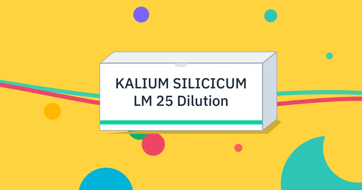 Symbolbild: Packung mit der Aufschrift KALIUM SILICICUM LM 25 Dilution (PZN 12926033) – Verfügbarkeit und Bezug in Apotheken in Frankfurt am Main