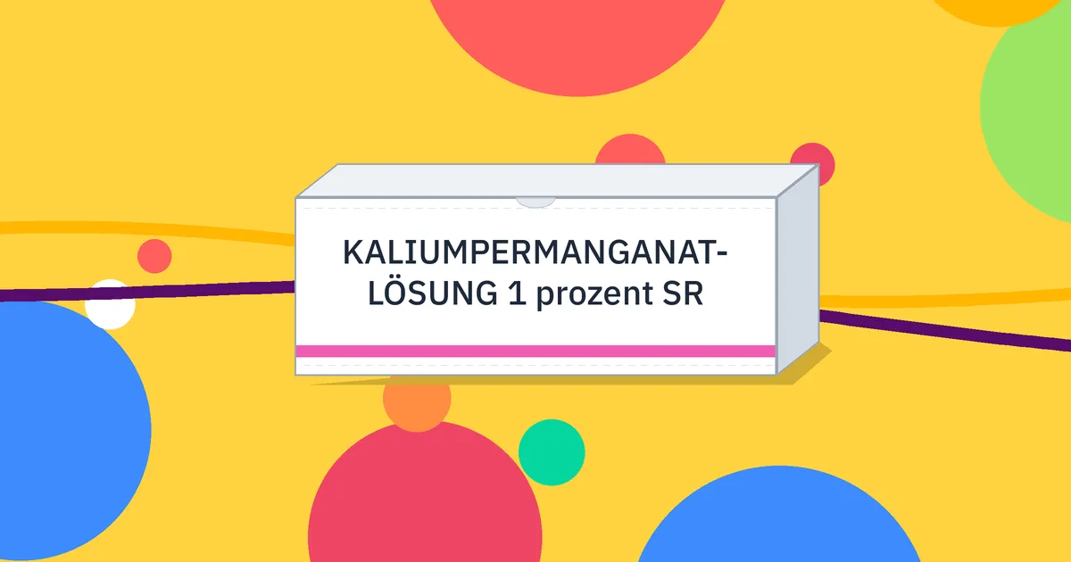 Symbolbild: Packung mit der Aufschrift KALIUMPERMANGANAT-LÖSUNG 1 prozent SR (PZN 01055693) – Verfügbarkeit und Bezug in Apotheken in Frankfurt am Main