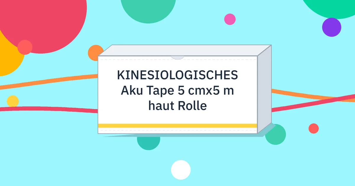 Symbolbild: Packung mit der Aufschrift KINESIOLOGISCHES Aku Tape 5 cmx5 m haut Rolle (PZN 06055605) – Verfügbarkeit und Bezug in Apotheken in Frankfurt am Main