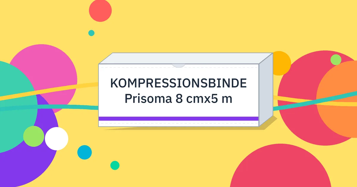 Symbolbild: Packung mit der Aufschrift KOMPRESSIONSBINDE Prisoma 8 cmx5 m (PZN 18714390) – Verfügbarkeit und Bezug in Apotheken in Frankfurt am Main