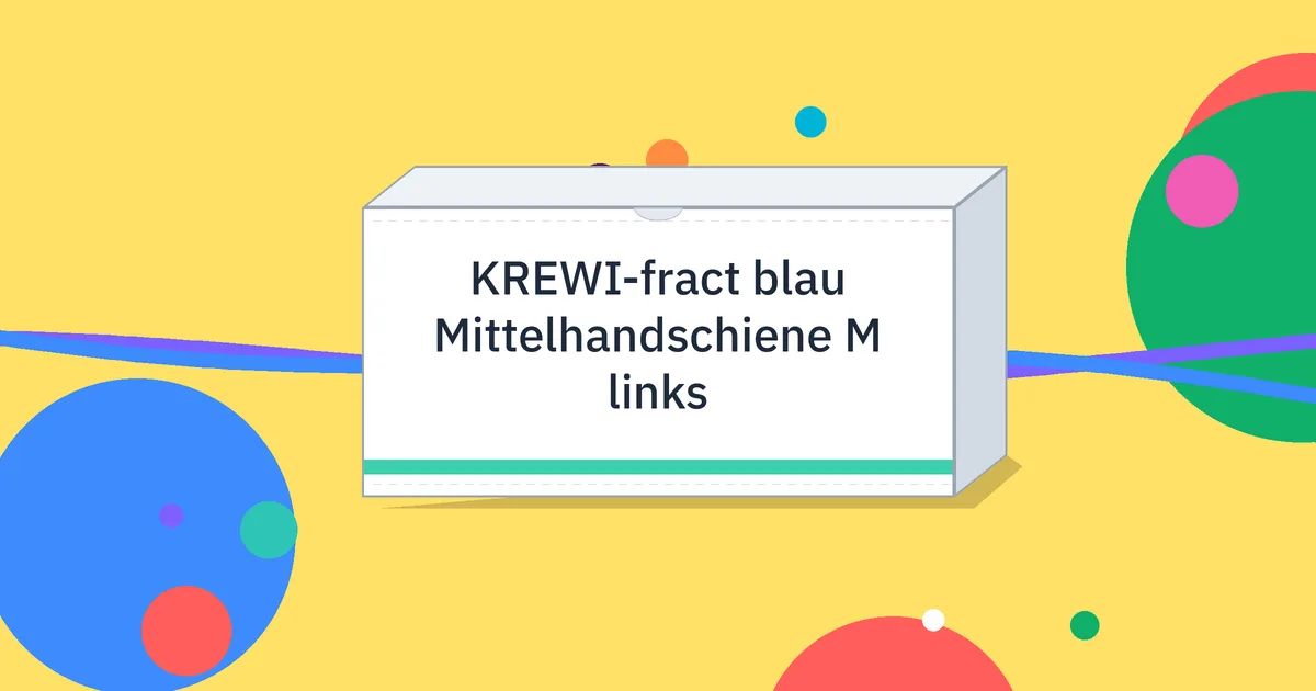 Symbolbild: Packung mit der Aufschrift KREWI-fract blau Mittelhandschiene M links (PZN 17299836) – Verfügbarkeit und Bezug in Apotheken in Frankfurt am Main