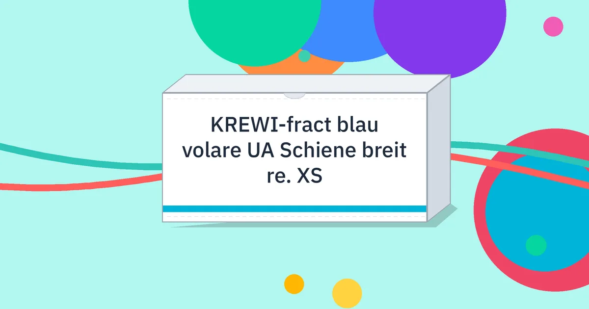 Symbolbild: Packung mit der Aufschrift KREWI-fract blau volare UA Schiene breit re. XS (PZN 17299687) – Verfügbarkeit und Bezug in Apotheken in Frankfurt am Main