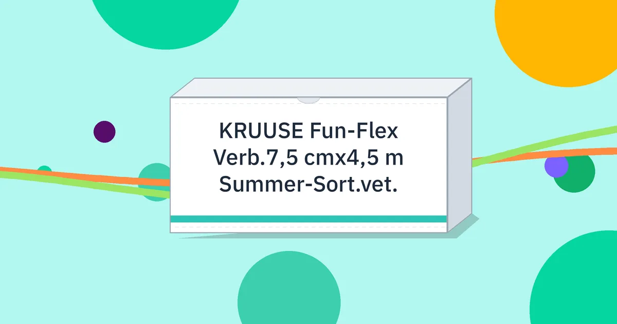 Symbolbild: Packung mit der Aufschrift KRUUSE Fun-Flex Verb.7,5 cmx4,5 m Summer-Sort.vet. (PZN 18443695) – Verfügbarkeit und Bezug in Apotheken in Frankfurt am Main