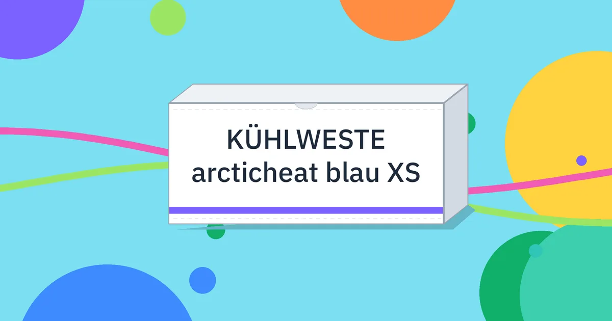 Symbolbild: Packung mit der Aufschrift KÜHLWESTE arcticheat blau XS (PZN 09230664) – Verfügbarkeit und Bezug in Apotheken in Frankfurt am Main