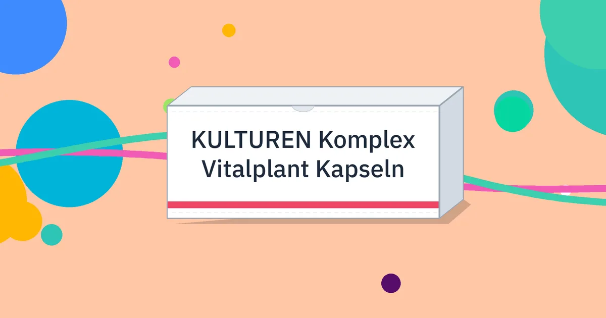 Symbolbild: Packung mit der Aufschrift KULTUREN Komplex Vitalplant Kapseln (PZN 20196376) – Verfügbarkeit und Bezug in Apotheken in Frankfurt am Main