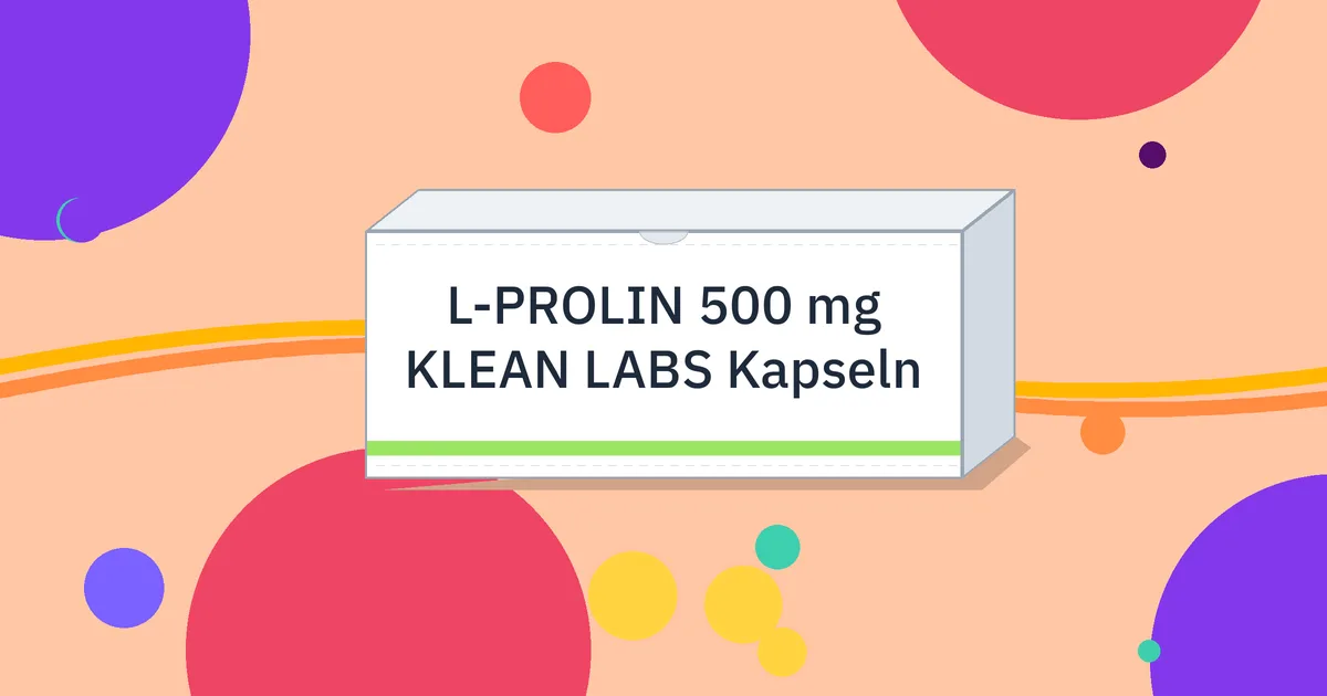 Symbolbild: Packung mit der Aufschrift L-PROLIN 500 mg KLEAN LABS Kapseln (PZN 19397891) – Verfügbarkeit und Bezug in Apotheken in Frankfurt am Main
