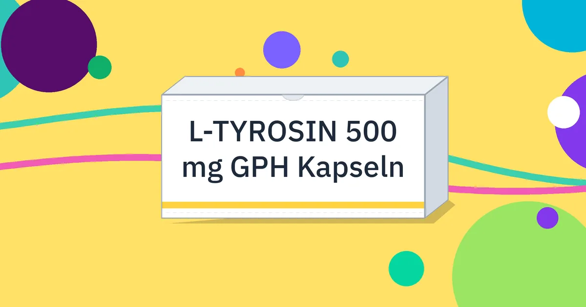 Symbolbild: Packung mit der Aufschrift L-TYROSIN 500 mg GPH Kapseln (PZN 09918946) – Verfügbarkeit und Bezug in Apotheken in Frankfurt am Main