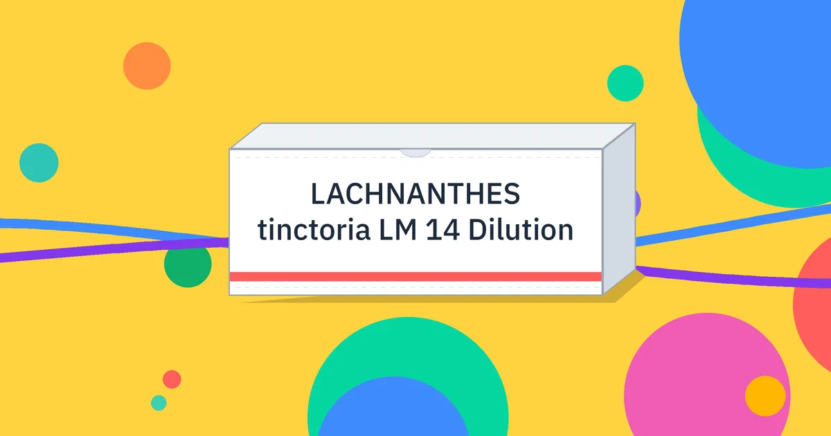 Symbolbild: Packung mit der Aufschrift LACHNANTHES tinctoria LM 14 Dilution (PZN 13520385) – Verfügbarkeit und Bezug in Apotheken in Frankfurt am Main