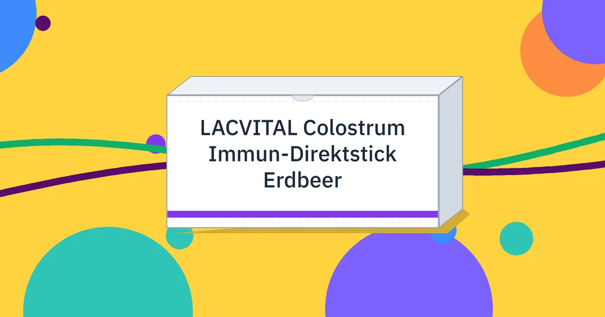 Symbolbild: Packung mit der Aufschrift LACVITAL Colostrum Immun-Direktstick Erdbeer (PZN 18842780) – Verfügbarkeit und Bezug in Apotheken in Frankfurt am Main