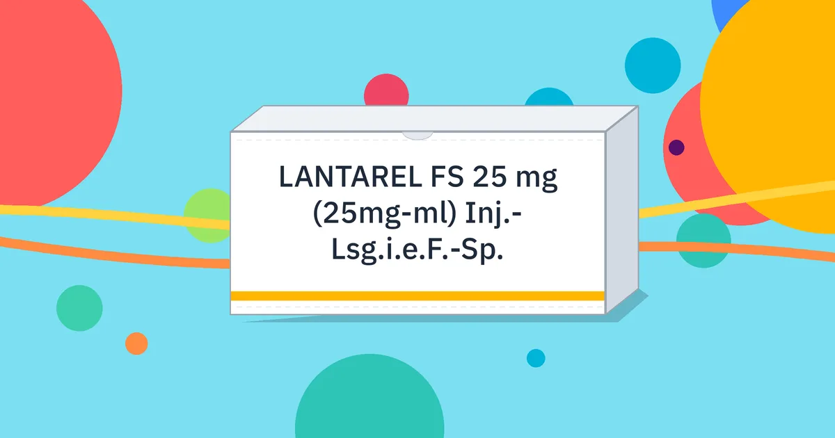 Symbolbild: Packung mit der Aufschrift LANTAREL FS 25 mg (25mg-ml) Inj.-Lsg.i.e.F.-Sp. (PZN 09221582) – Verfügbarkeit und Bezug in Apotheken in Frankfurt am Main