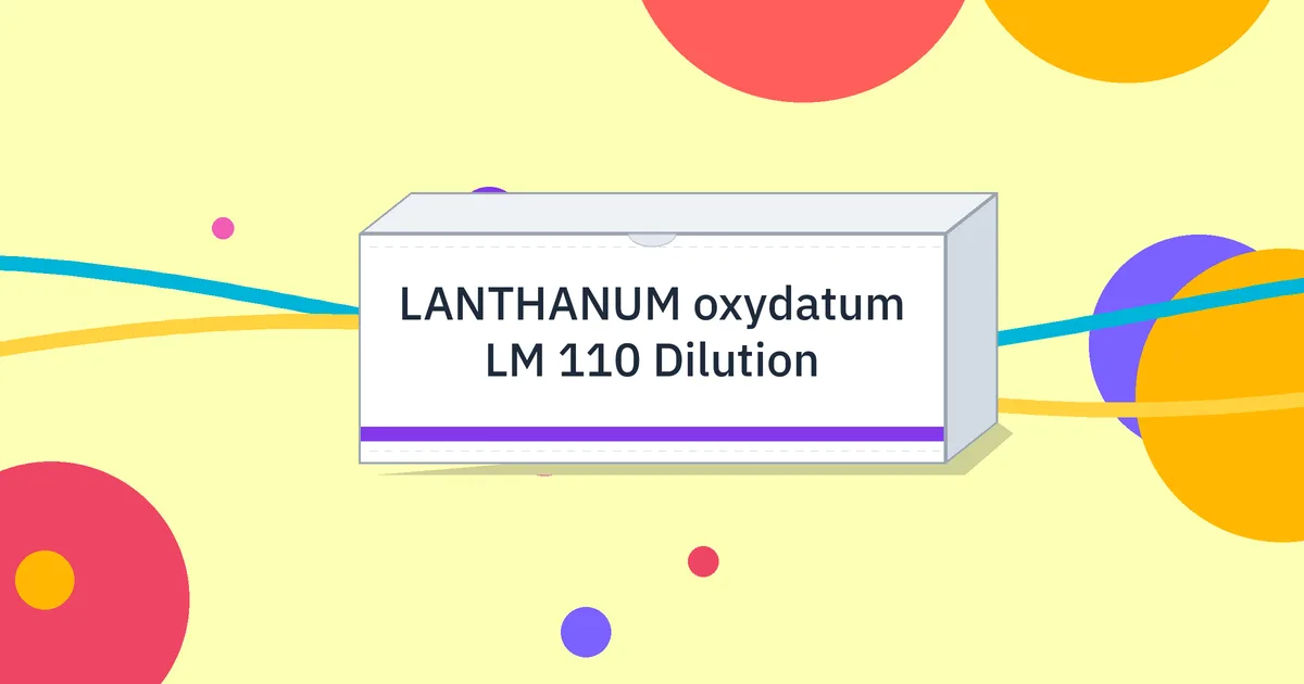 Symbolbild: Packung mit der Aufschrift LANTHANUM oxydatum LM 110 Dilution (PZN 13522527) – Verfügbarkeit und Bezug in Apotheken in Frankfurt am Main