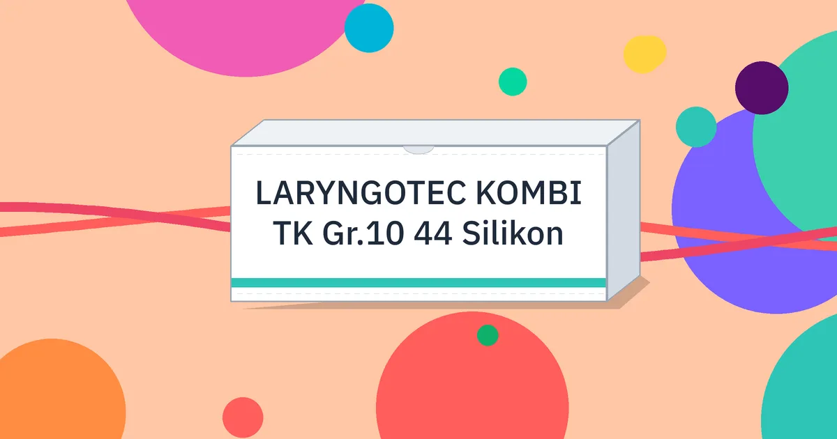 Symbolbild: Packung mit der Aufschrift LARYNGOTEC KOMBI TK Gr.10 44 Silikon (PZN 19185829) – Verfügbarkeit und Bezug in Apotheken in Frankfurt am Main