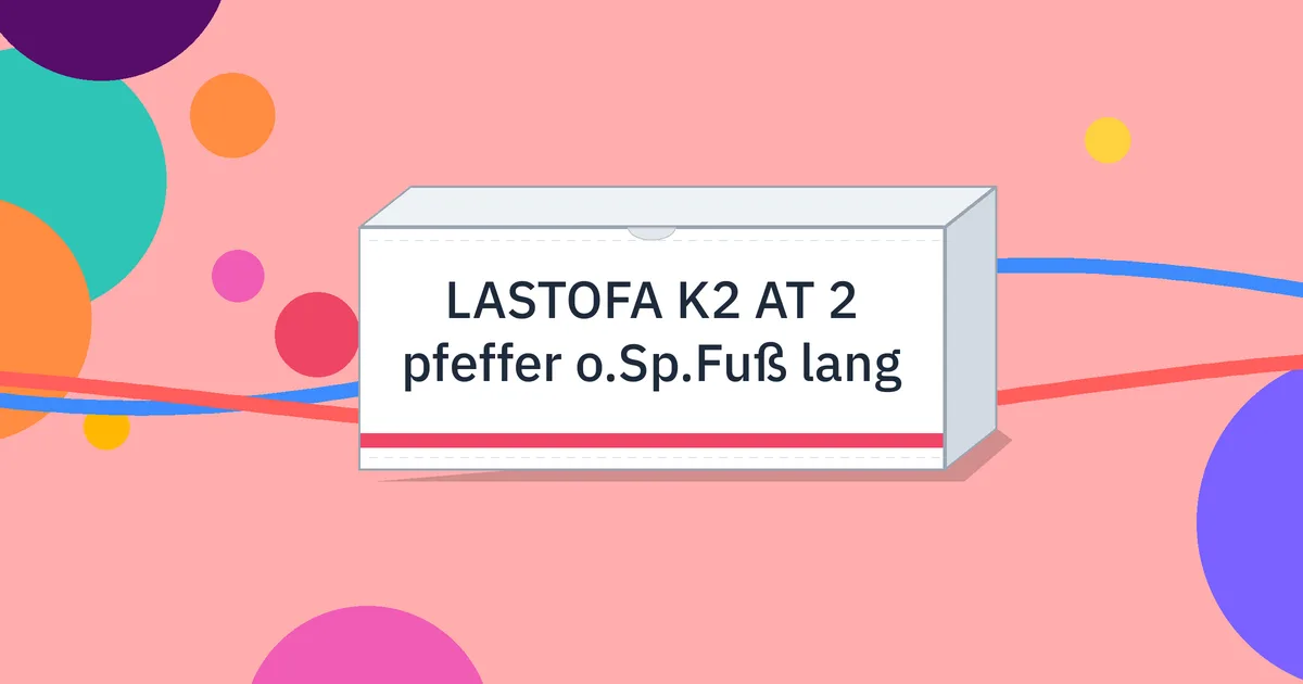 Symbolbild: Packung mit der Aufschrift LASTOFA K2 AT 2 pfeffer o.Sp.Fuß lang (PZN 14151524) – Verfügbarkeit und Bezug in Apotheken in Frankfurt am Main