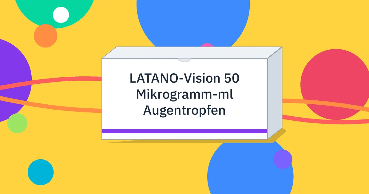 Symbolbild: Packung mit der Aufschrift LATANO-Vision 50 Mikrogramm-ml Augentropfen (PZN 09263787) – Verfügbarkeit und Bezug in Apotheken in Frankfurt am Main