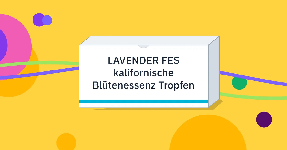 Symbolbild: Packung mit der Aufschrift LAVENDER FES kalifornische Blütenessenz Tropfen (PZN 09172412) – Verfügbarkeit und Bezug in Apotheken in Frankfurt am Main
