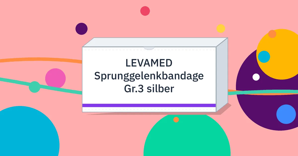 Symbolbild: Packung mit der Aufschrift LEVAMED Sprunggelenkbandage Gr.3 silber (PZN 19170650) – Verfügbarkeit und Bezug in Apotheken in Frankfurt am Main
