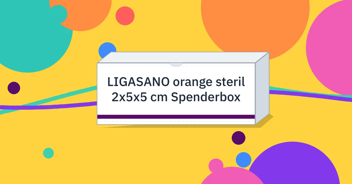 Symbolbild: Packung mit der Aufschrift LIGASANO orange steril 2x5x5 cm Spenderbox (PZN 17252088) – Verfügbarkeit und Bezug in Apotheken in Frankfurt am Main