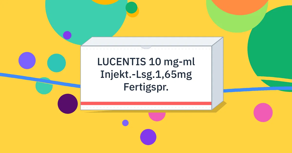 Symbolbild: Packung mit der Aufschrift LUCENTIS 10 mg-ml Injekt.-Lsg.1,65mg Fertigspr. (PZN 16359039) – Verfügbarkeit und Bezug in Apotheken in Frankfurt am Main
