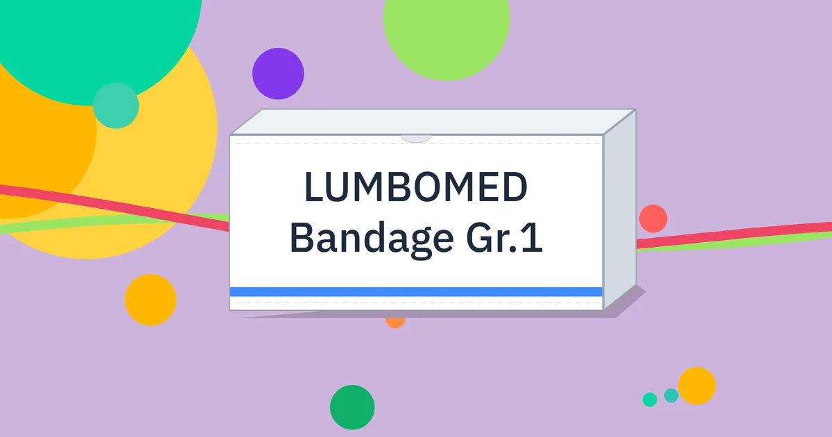 Symbolbild: Packung mit der Aufschrift LUMBOMED Bandage Gr.1 (PZN 01358784) – Verfügbarkeit und Bezug in Apotheken in Frankfurt am Main
