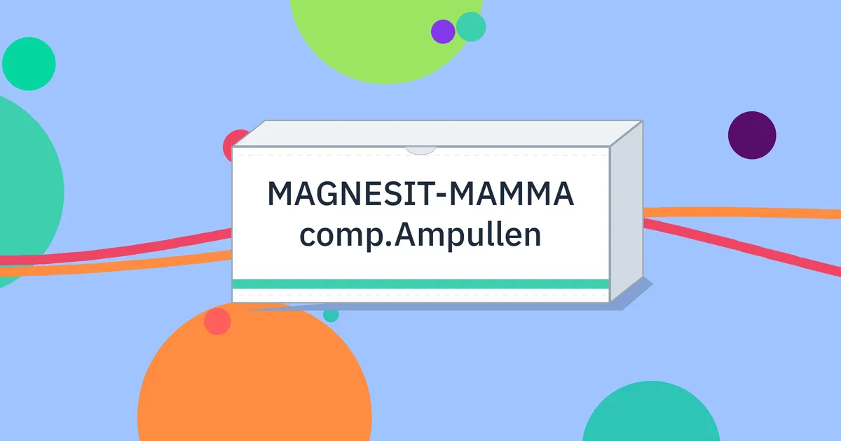 Symbolbild: Packung mit der Aufschrift MAGNESIT-MAMMA comp.Ampullen (PZN 02086135) – Verfügbarkeit und Bezug in Apotheken in Frankfurt am Main