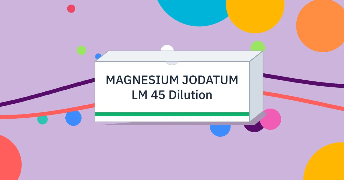 Symbolbild: Packung mit der Aufschrift MAGNESIUM JODATUM LM 45 Dilution (PZN 12938160) – Verfügbarkeit und Bezug in Apotheken in Frankfurt am Main
