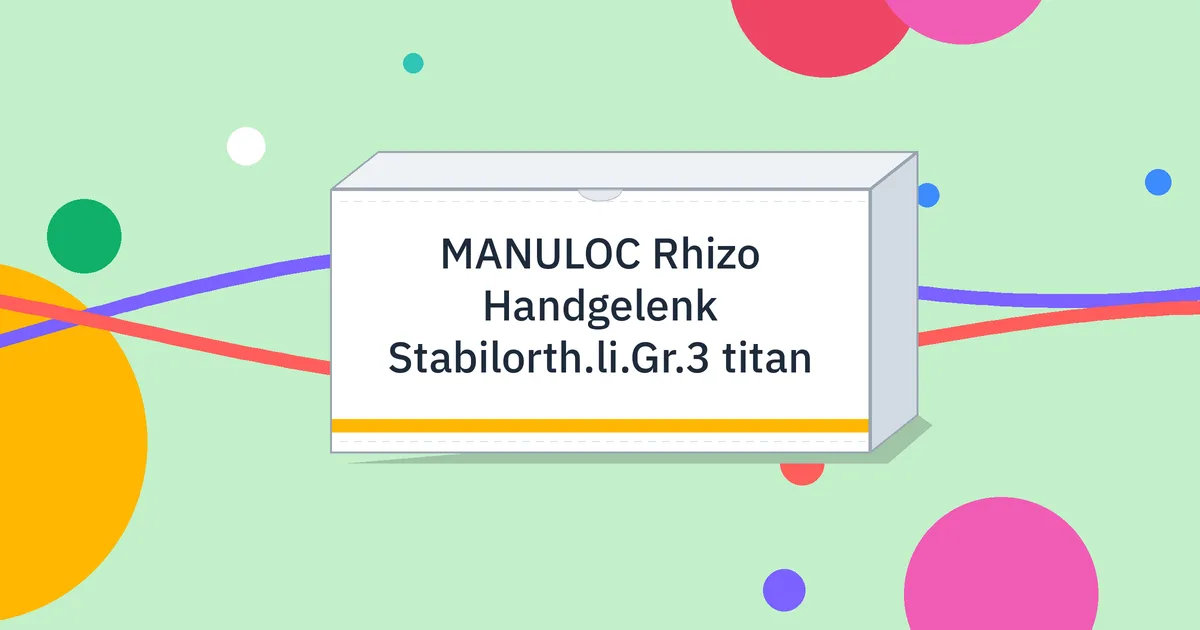 Symbolbild: Packung mit der Aufschrift MANULOC Rhizo Handgelenk Stabilorth.li.Gr.3 titan (PZN 11028438) – Verfügbarkeit und Bezug in Apotheken in Frankfurt am Main