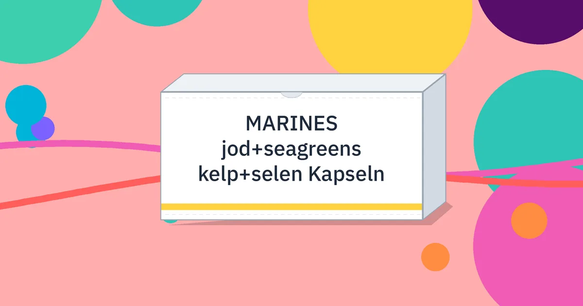 Symbolbild: Packung mit der Aufschrift MARINES jod+seagreens kelp+selen Kapseln (PZN 19058746) – Verfügbarkeit und Bezug in Apotheken in Frankfurt am Main