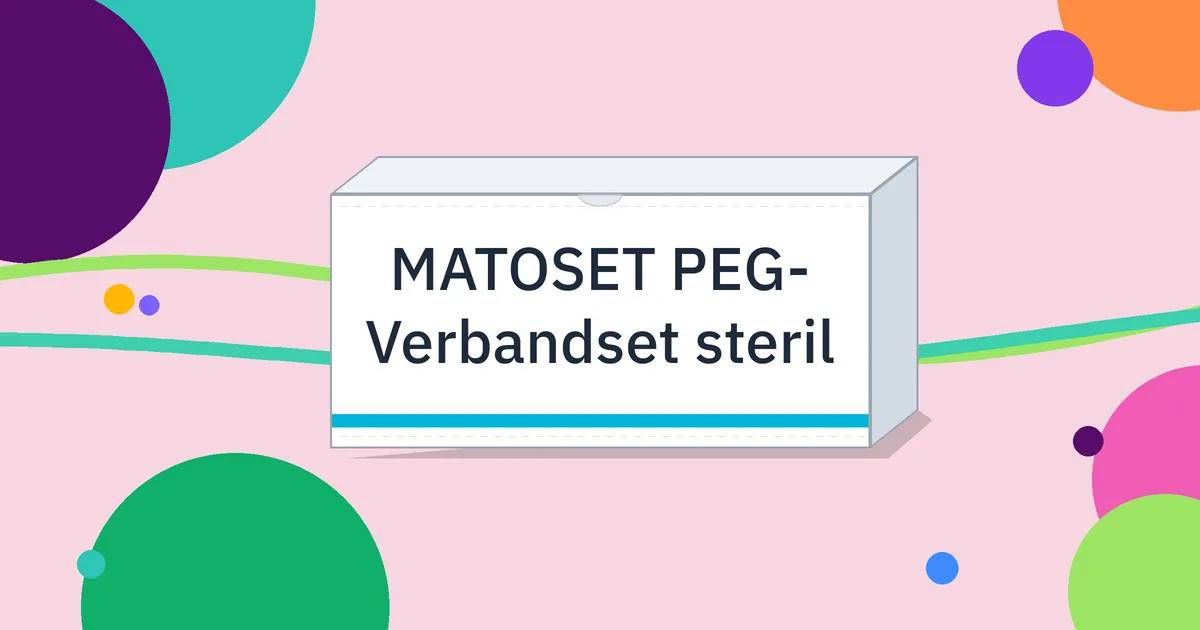 Symbolbild: Packung mit der Aufschrift MATOSET PEG-Verbandset steril (PZN 08809913) – Verfügbarkeit und Bezug in Apotheken in Frankfurt am Main