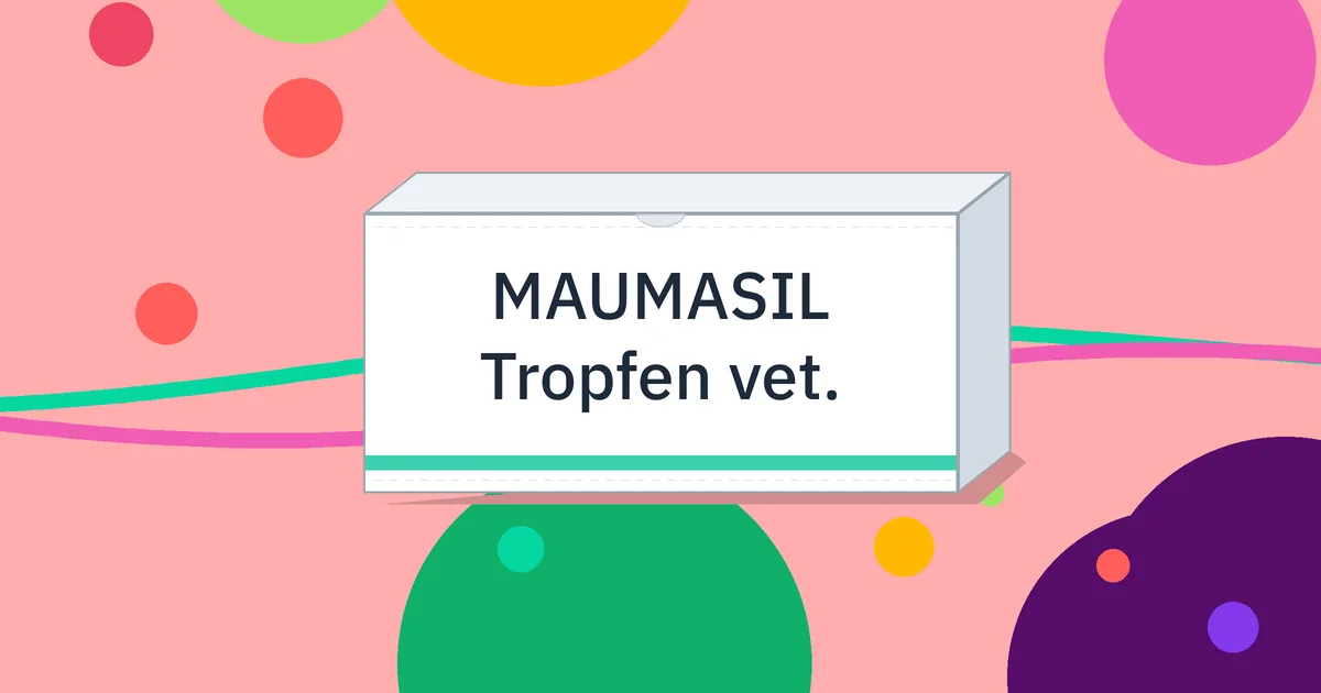 Symbolbild: Packung mit der Aufschrift MAUMASIL Tropfen vet. (PZN 04971982) – Verfügbarkeit und Bezug in Apotheken in Frankfurt am Main