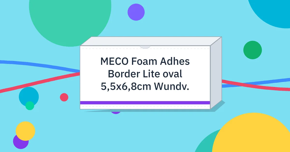 Symbolbild: Packung mit der Aufschrift MECO Foam Adhes Border Lite oval 5,5x6,8cm Wundv. (PZN 20025999) – Verfügbarkeit und Bezug in Apotheken in Frankfurt am Main