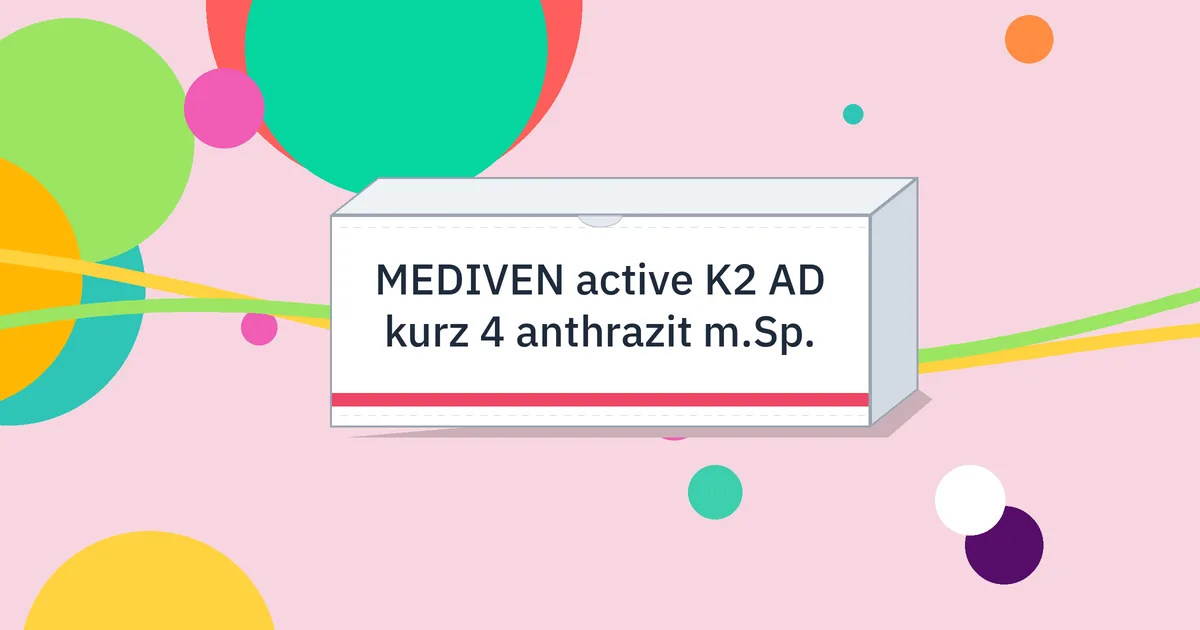 Symbolbild: Packung mit der Aufschrift MEDIVEN active K2 AD kurz 4 anthrazit m.Sp. (PZN 14553234) – Verfügbarkeit und Bezug in Apotheken in Frankfurt am Main
