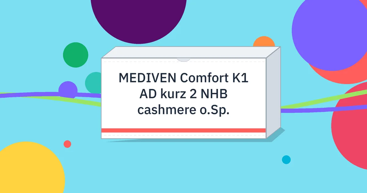 Symbolbild: Packung mit der Aufschrift MEDIVEN Comfort K1 AD kurz 2 NHB cashmere o.Sp. (PZN 14657241) – Verfügbarkeit und Bezug in Apotheken in Frankfurt am Main