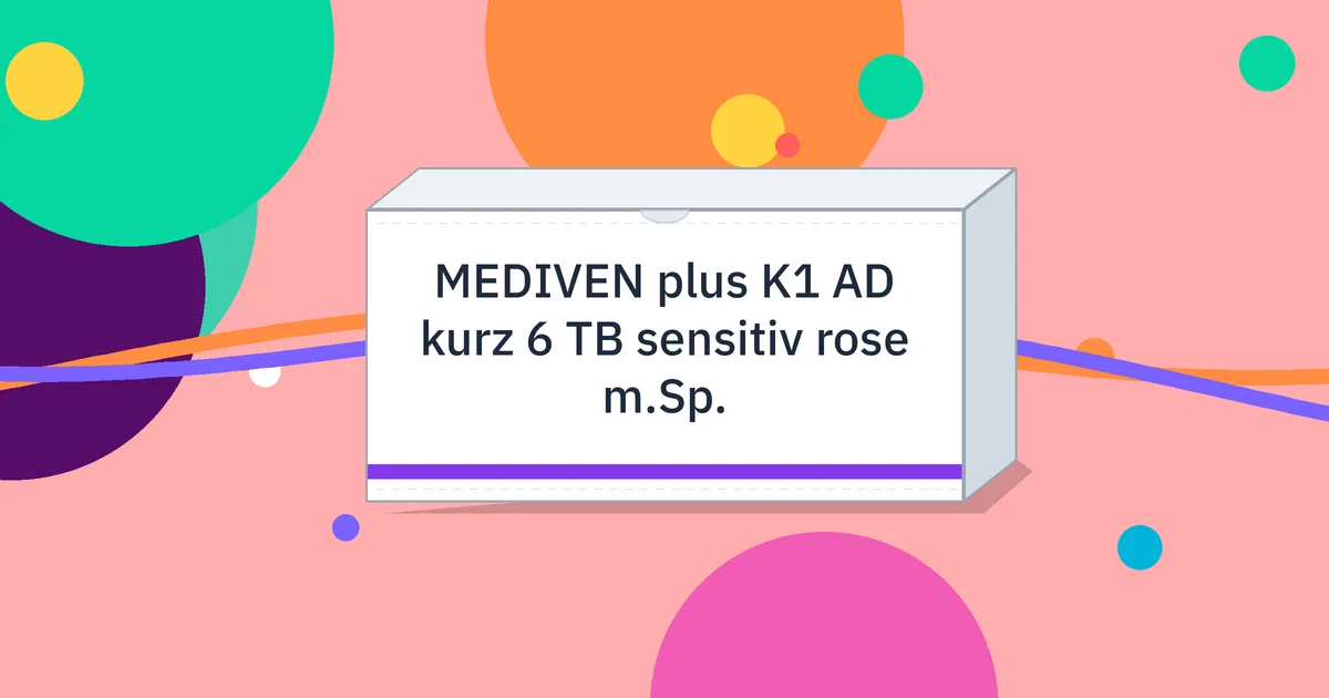 Symbolbild: Packung mit der Aufschrift MEDIVEN plus K1 AD kurz 6 TB sensitiv rose m.Sp. (PZN 15053539) – Verfügbarkeit und Bezug in Apotheken in Frankfurt am Main