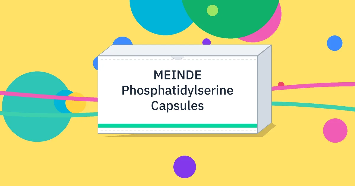 Symbolbild: Packung mit der Aufschrift MEINDE Phosphatidylserine Capsules (PZN 20103251) – Verfügbarkeit und Bezug in Apotheken in Frankfurt am Main